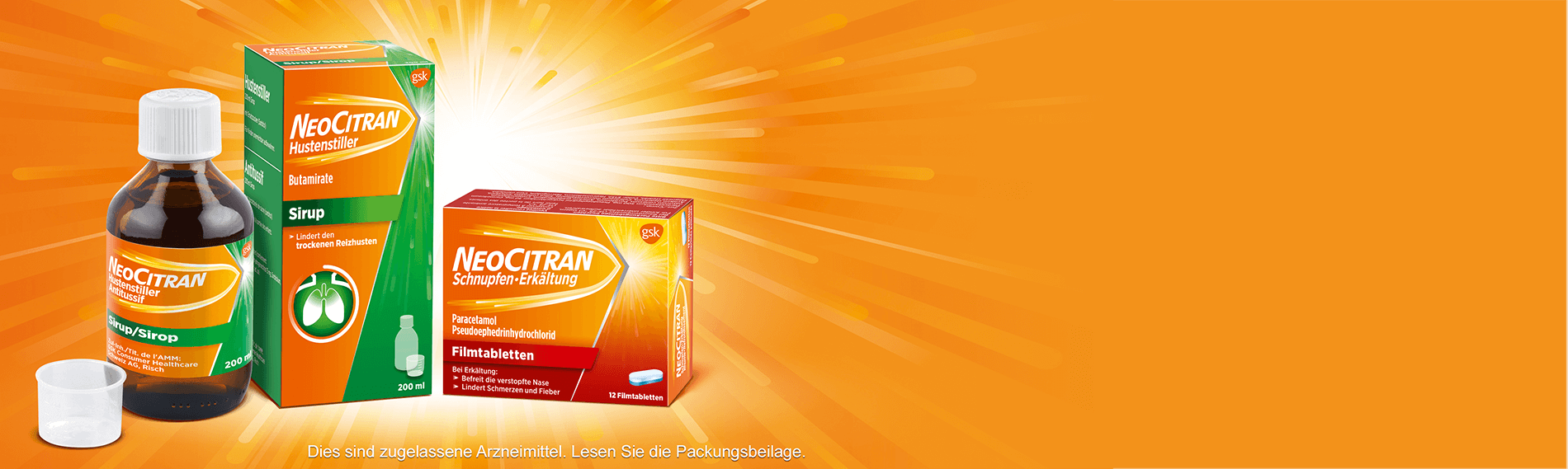 NeoCitran hilft bei Symptomen von Grippe, Erkältung und Husten
